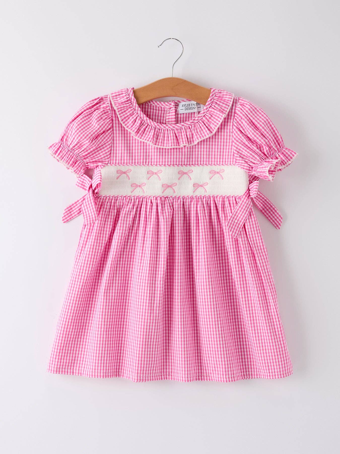 SS26 Rylee Faith Designs - Bow Embroidered Plaid Baby Girl Dress – This ...